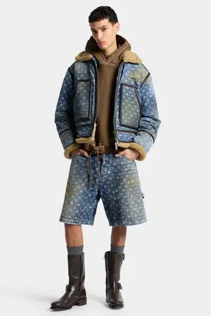 Dsquared2 Monogram Dirty Wash Carpenter Shorts