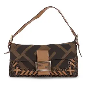 FWRD RENEW Fendi Zucca Whipstitch Baguette Shoulder Bag