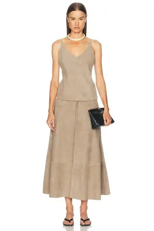 ST. AGNI Suede Low Back Tie Top
