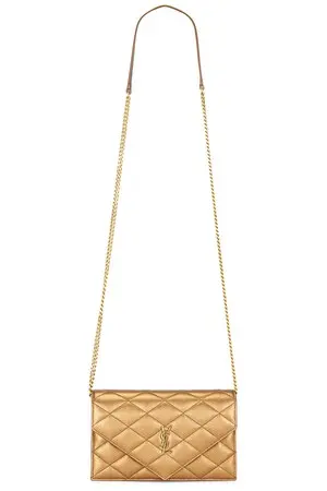 Saint Laurent Chain Wallet In Metallic Bronze - Cool Bronze