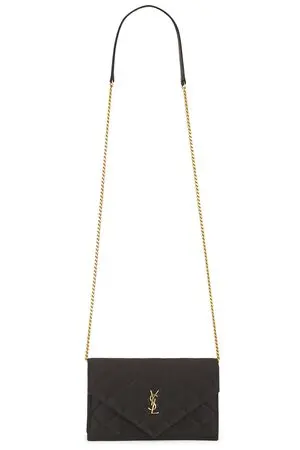 Saint Laurent Chain Wallet In Metallic Bronze - Nero