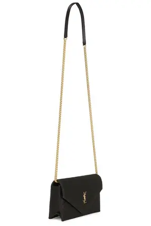 Saint Laurent Chain Wallet In Metallic Bronze - Nero