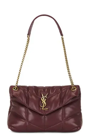 Saint Laurent Small Puffer Chain Bag - Rouge Cabernet