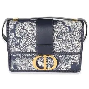 Dior Toile De Jouy Reverse Jacquard Canvas 30 Montaigne Flap Bag - Blue