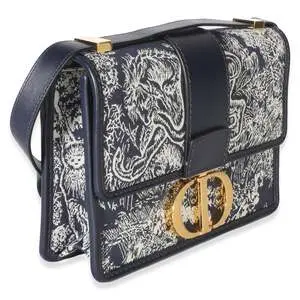 Dior Toile De Jouy Reverse Jacquard Canvas 30 Montaigne Flap Bag - Blue