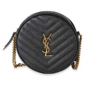 Saint Laurent Grain De Poudre Matelasse Chevron Round Vinyle Camera Bag