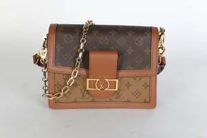 LOUIS VUITTON Reverse Monogram Canvas Dauphine Mm Shoulder Bag - Brown