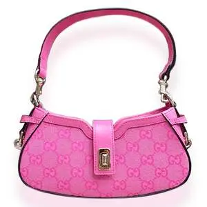 Gucci Calfskin Gg Canvas Moon Side Shoulder Bag