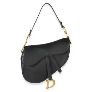 Dior Grained Calfskin Saddle Bag - Black