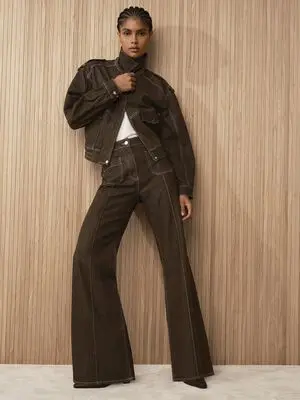 REISS Patch-pocket Flared Jeans In Brown