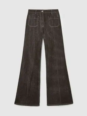 REISS Patch-pocket Flared Jeans In Brown