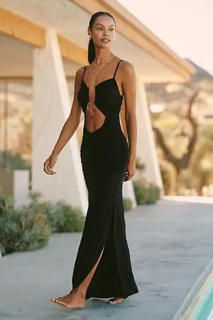 CELANDINE Sleeveless Cutout Midi Dress