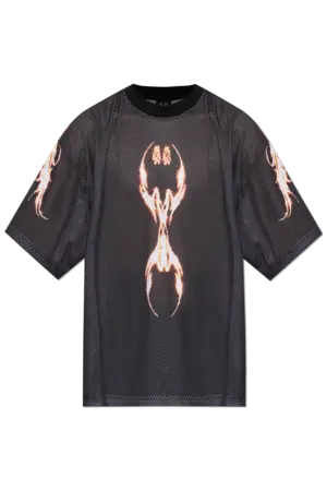 44 LABEL GROUP Perforated T-shirt With Print - Black