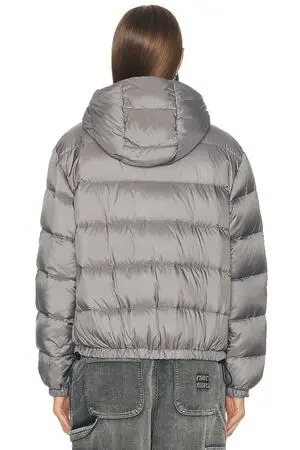 Miu Miu Ponge Light Piumino Jacket In Grey - Acciaio
