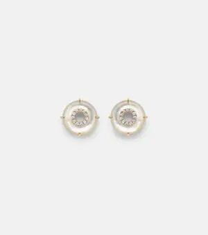 Mateo 14kt Yellow Diamond And Pearl Earrings - Gold