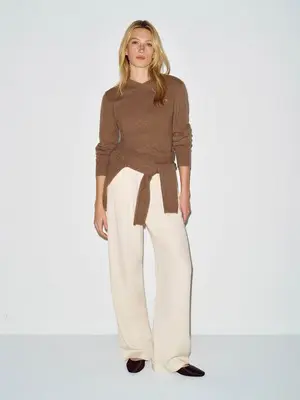REFORMATION Landon Cashmere V-neck Sweater - Brown