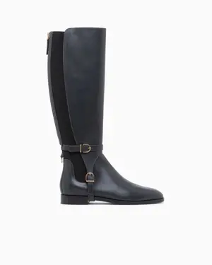 Giorgio Armani Boots In Leather With Rubber Details - Grey