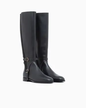 Giorgio Armani Boots In Leather With Rubber Details