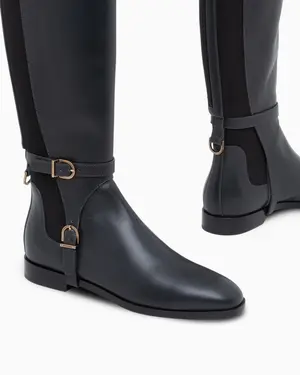 Giorgio Armani Boots In Leather With Rubber Details