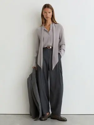 REISS Kathlyn Matte-silk Tie-neck Blouse