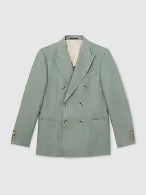 REISS Atlantic Linen-twill Double-breasted Blazer Tailored-fit