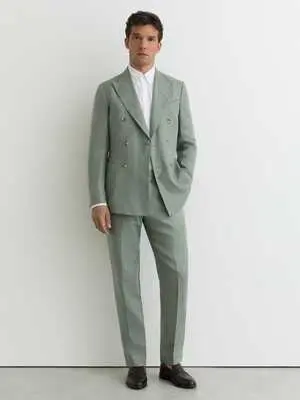 REISS Atlantic Linen-twill Double-breasted Blazer Tailored-fit