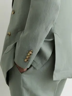 REISS Atlantic Linen-twill Double-breasted Blazer Tailored-fit