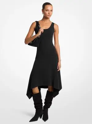 Michael Kors Stretch Knit Sleeveless Handkerchief Dress In Size By - Black