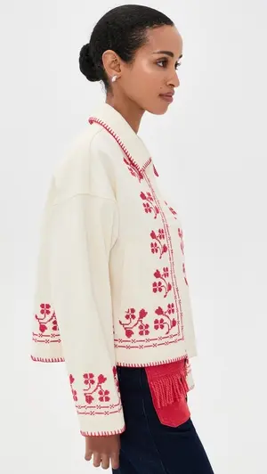 THE TINY BIG SISTER Embroidery Denim Jacket