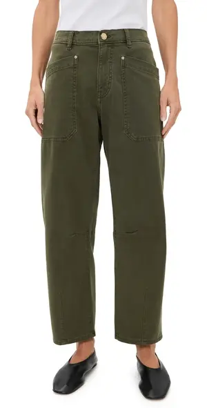 DL1961 Bilie Easy Barrel Petite High Rise Ankle Pants - Pine