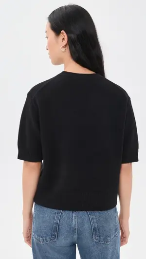 Theory Crop V Sweater Tee - Black
