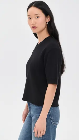 Theory Crop V Sweater Tee - Black