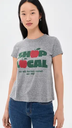 SUNNY SOMEWHERE Shop Local Femme" Graphic Crewneck Tee