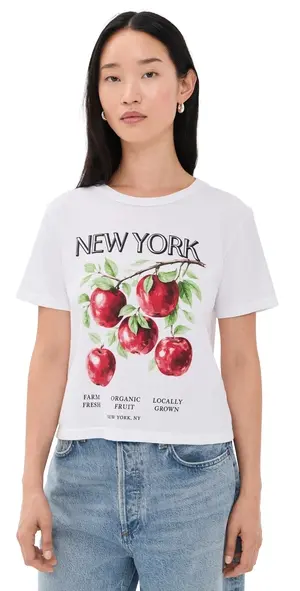 SUNNY SOMEWHERE New York Apples Everyday Tee - White