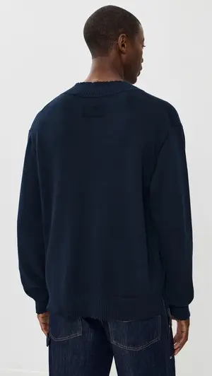 Helmut Lang Distressed V Neck Sweater