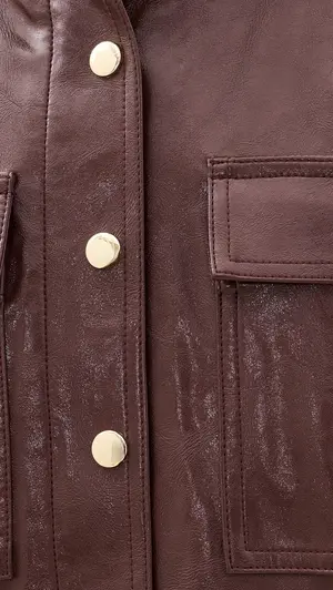 Alice + Olivia James Faux Leather Cropped Jacket - Dark Chocolate