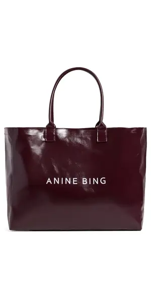 ANINE BING Leo Coated Canvas Tote Bag - Fig
