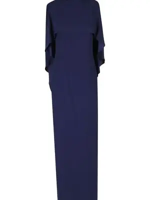 Alberta Ferretti Sleeveless Crêpe Sheath Long Evening Gown - Blue