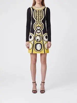 La DoubleJ Swing Viscose Mini Dress With Ethnic Pattern And Long Sleeves