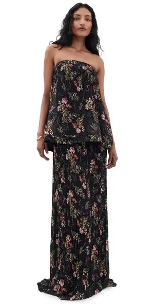 Cinq À Sept Love Letter Floral Rosaline Gown - Black Multi
