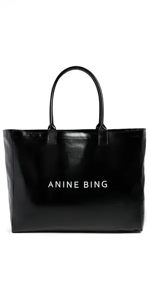 ANINE BING Leo Coated Canvas Tote Bag - Black