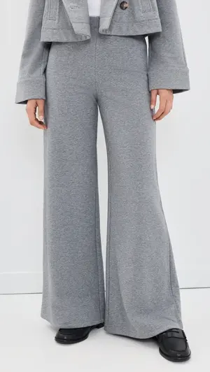 Veronica Beard Saunder Wide Leg French Terry Pants - Heather Grey