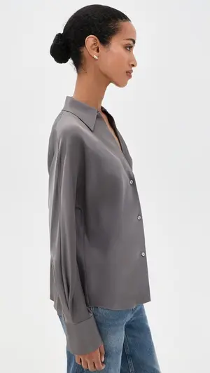 Vince Bias Silk Button Down Shirt