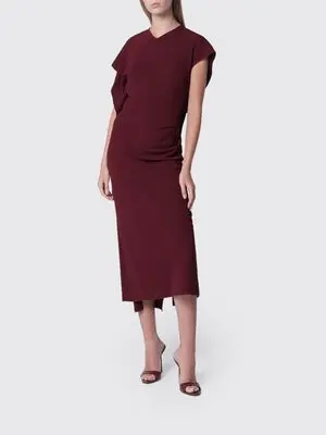 Victoria Beckham Slim Fit Asymmetrical Midi Dress - Red