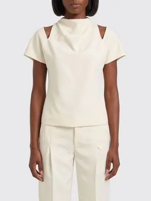 Federica Tosi Cold Shoulder Mock Neck Top - White