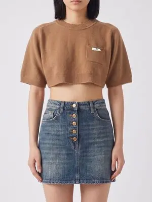 Elisabetta Franchi Cropped Wool & Cashmere Jumper - Brown
