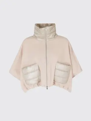 Herno Short Wool And Cashmere Blend Cape With Funnel Neck And Zip Closure
