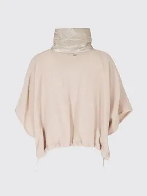 Herno Short Wool And Cashmere Blend Cape With Funnel Neck And Zip Closure