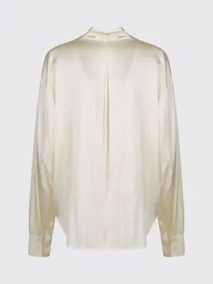 FORTE_FORTE Slim Fit Stretch Silk Pussy-bow Shirt