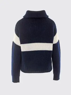 LISA YANG Bicolour Abstract Pattern Cashmere Zip Neck Jumper - Blue